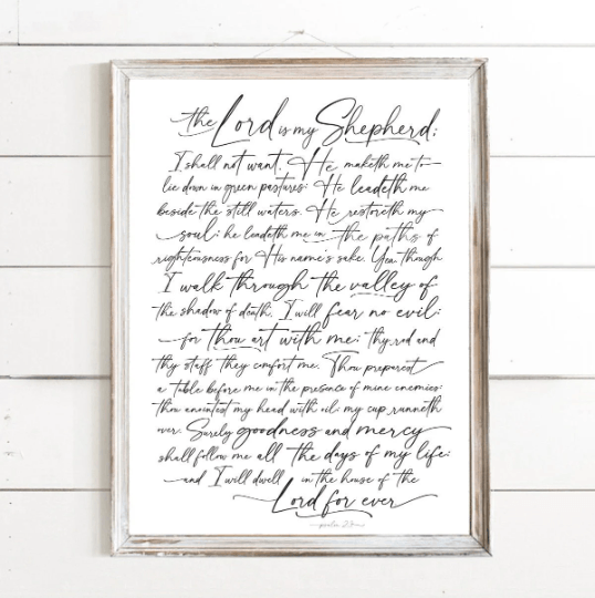 Psalm 23 The Lord Is My Shepherd Bible Verse - Lettered & Lined