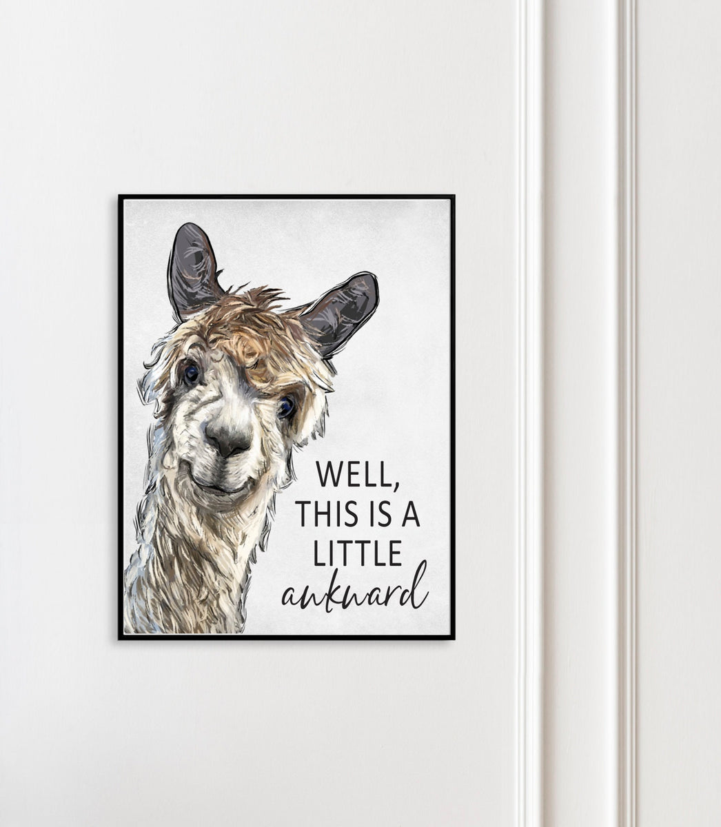 Llama A Little Awkward Custom Bathroom Wall Art Decor | Farmhouse ...